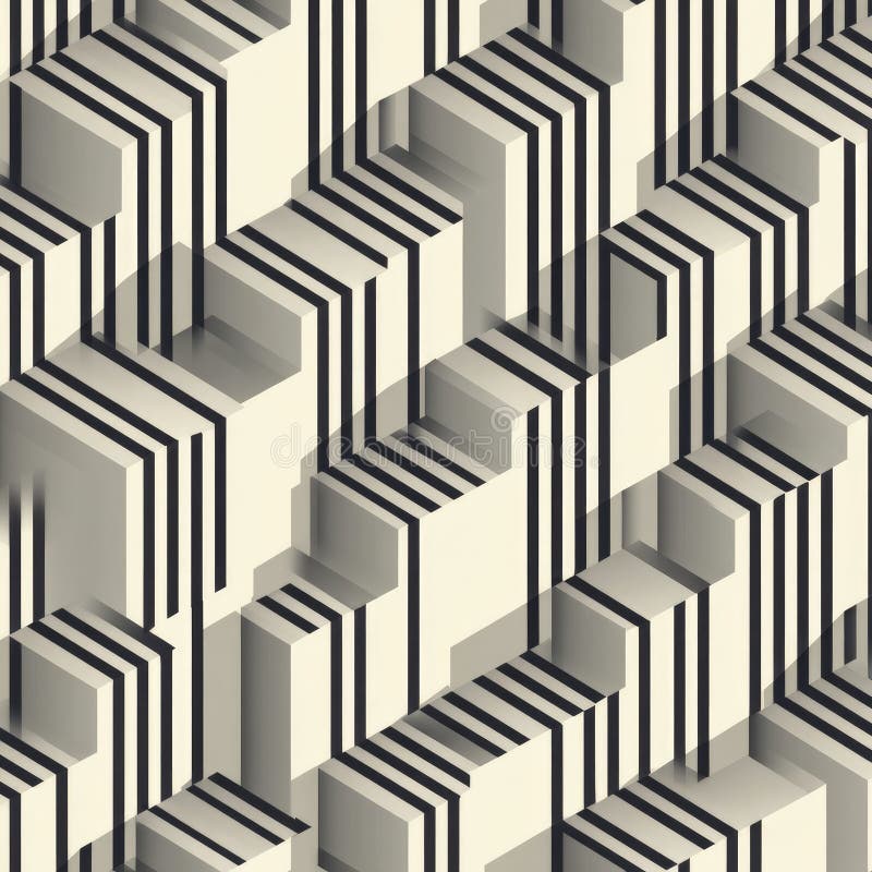 Abstract Cubic Structure: Elegant Black and Beige Geometric Pattern ...