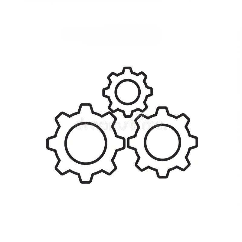 Interlocking Black Gears on White Background Stock Illustration ...