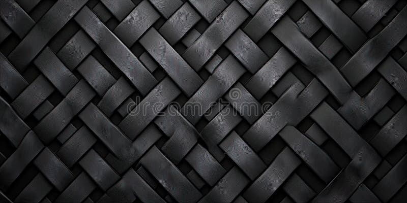 Interlocking Black Leather Texture. an Intricate Pattern of Woven ...