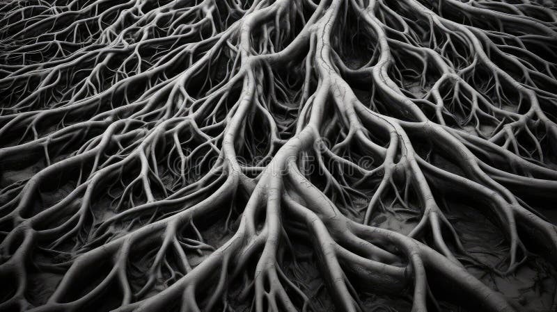 Interlocking Black and White Tree Roots Stock Illustration ...