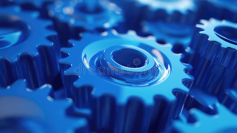 Interlocking Blue Gears in Industrial Machinery Stock Photo - Image of ...