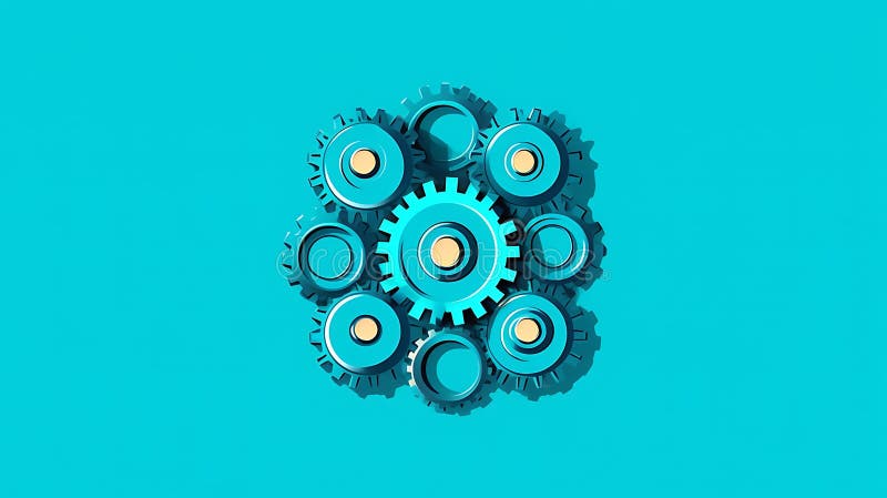 Interlocking Blue Gears Mechanical System Illustration Stock ...