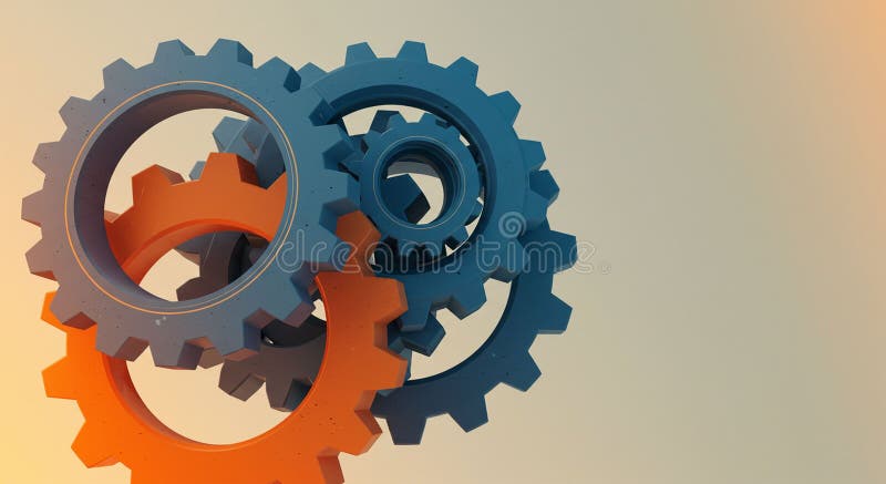 Interlocking Blue and Orange Gears Arranged in a Dynamic, Overlapping ...