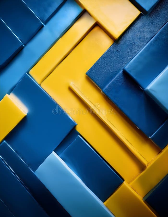 Interlocking Blue and Yellow Rectangular Shapes Create a Dynamic and ...