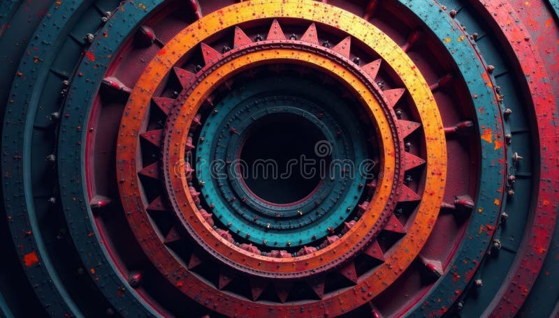 Interlocking Circles Forming a Circular Grid, Monochrome, Geometric ...