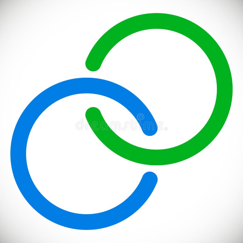 Interlocking Circles Rings. Abstract Logo Element in Blue and Gr Stock ...