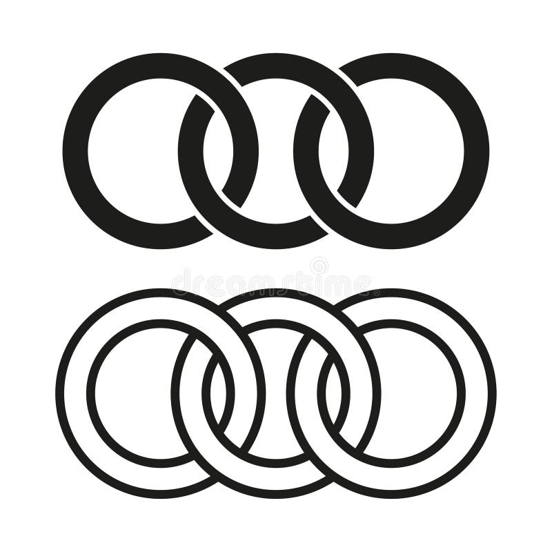 Interlocking Circles, Rings Contour. Vector Illustration. EPS 10 Stock ...