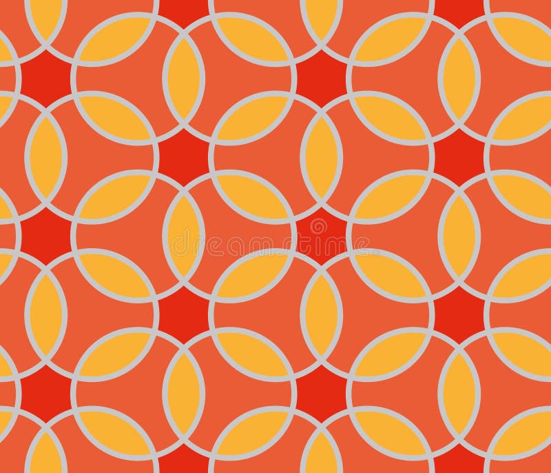 Interlocking Circles Seamless Pattern Abstract Textile Print Stock