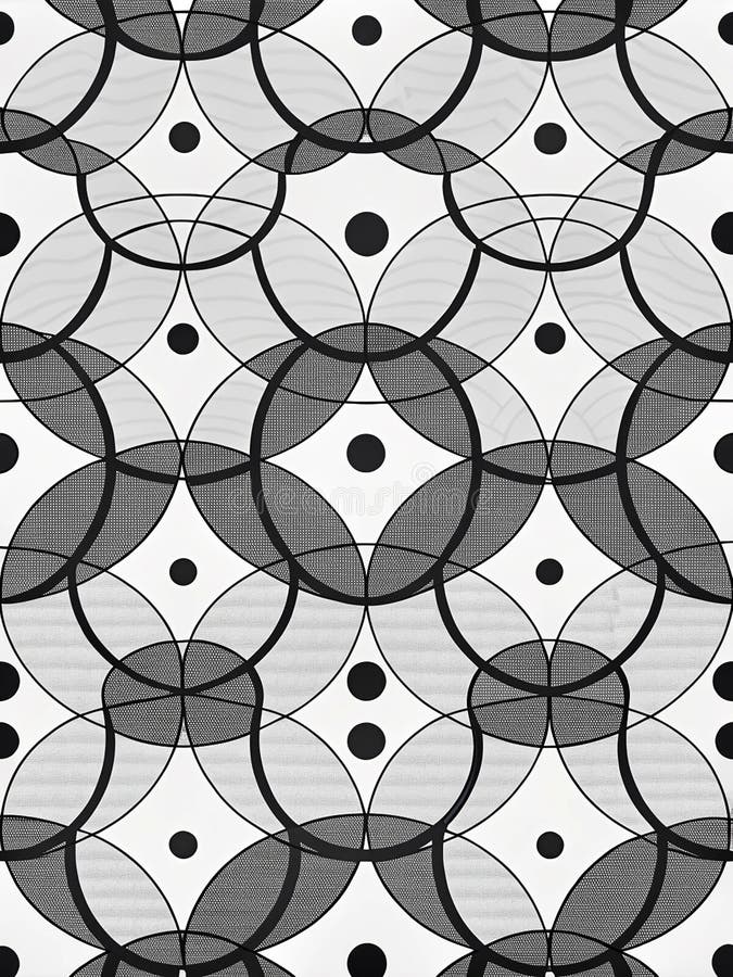 Interlocking Circular Grid Pattern with Varying Grayscale Shades ...