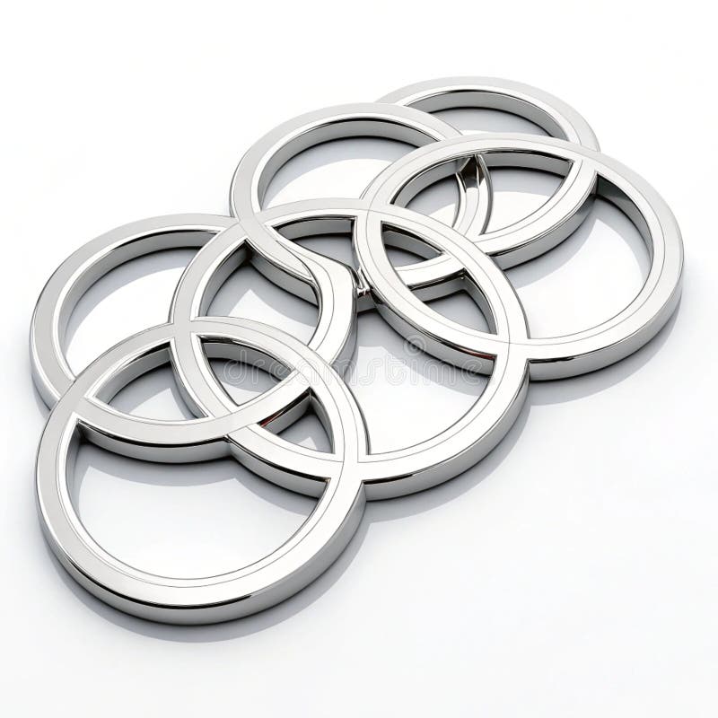 Interlocking Circular Shapes 3D Render Isolated on White Background ...
