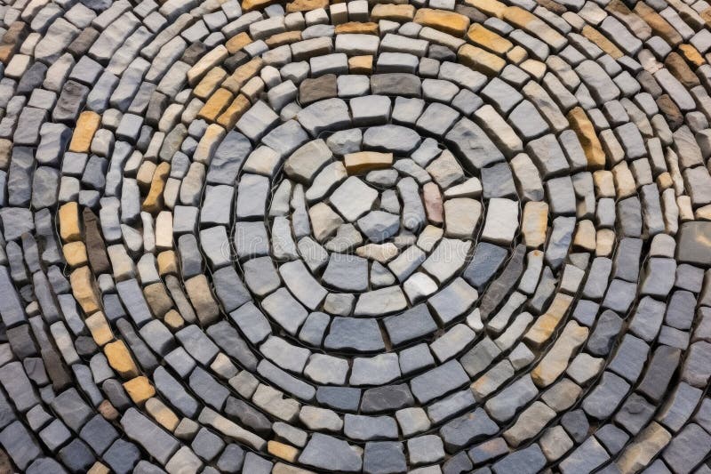A Circular Stone Construction Surrounded by Trees, Palm Trees, Hedges ...