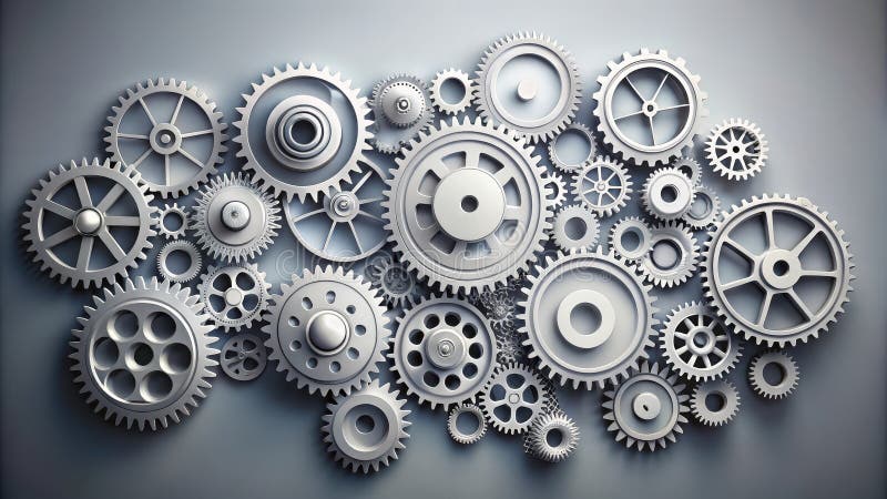 Interlocking Cogs a Complex System of Metallic Gears Interacting and ...