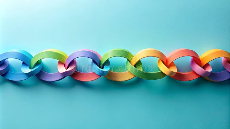Interlocking Colorful Rings Forming a Continuous Chain on a Blue ...