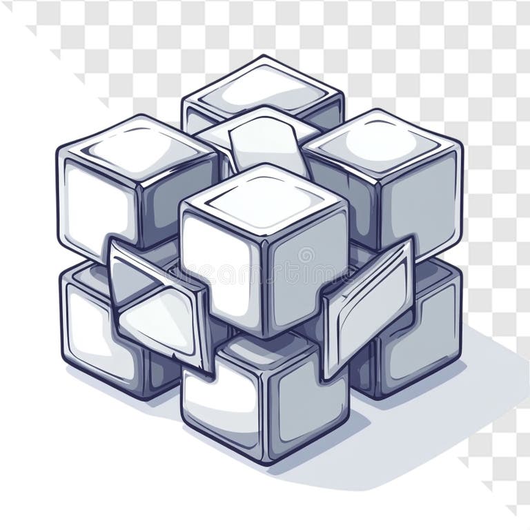 Interlocking Cubes a Complex Puzzle of Gray Shapes Stock Illustration ...