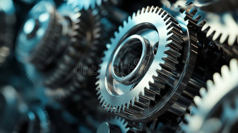 Interlocking Gears Abstract Metallic Mechanism Illustrating ...