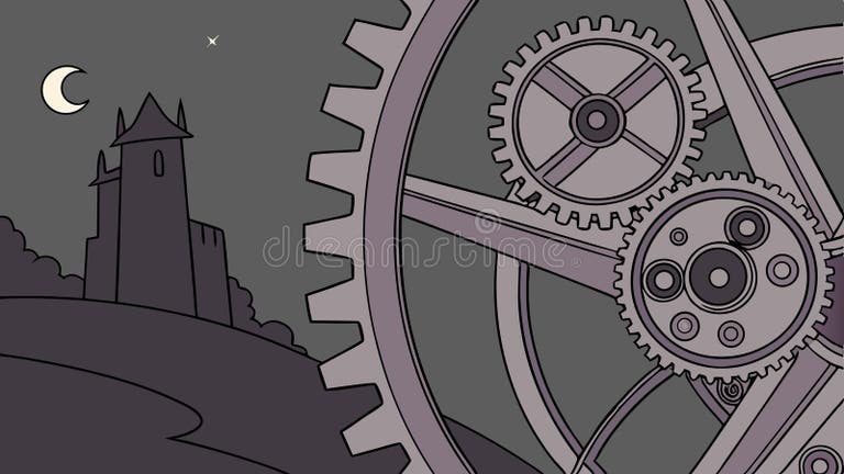 Interlocking Gears and Cogs in Abstract Mechanical Vector Art, Vector ...