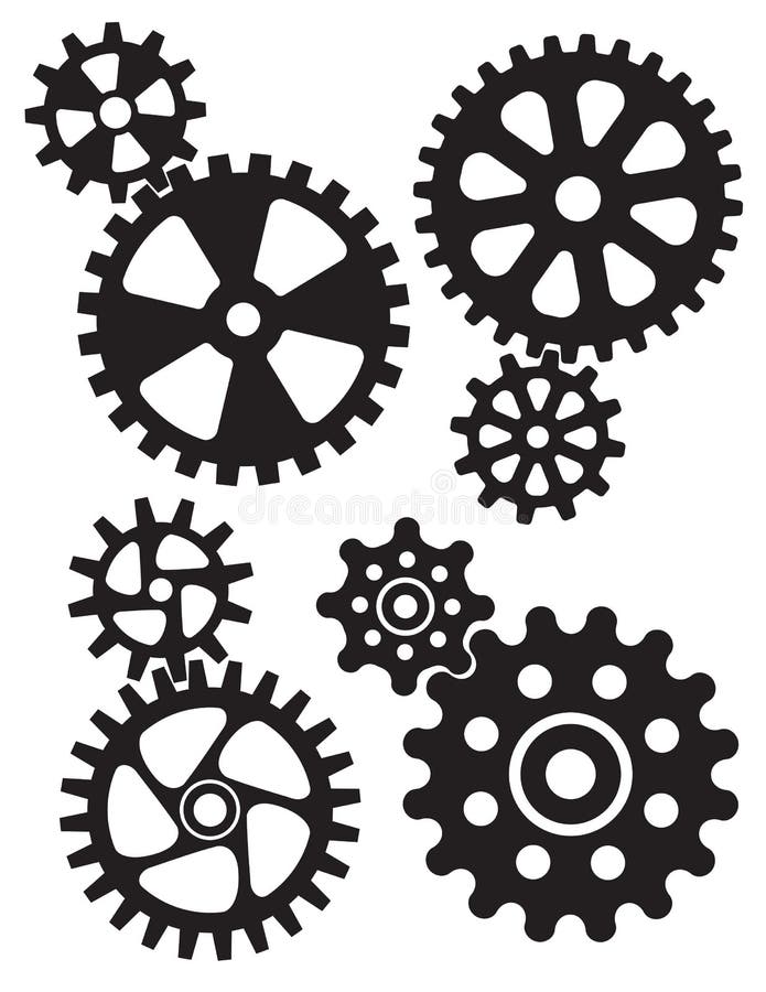Four interlocking gears stock vector. Illustration of graphical - 31660707