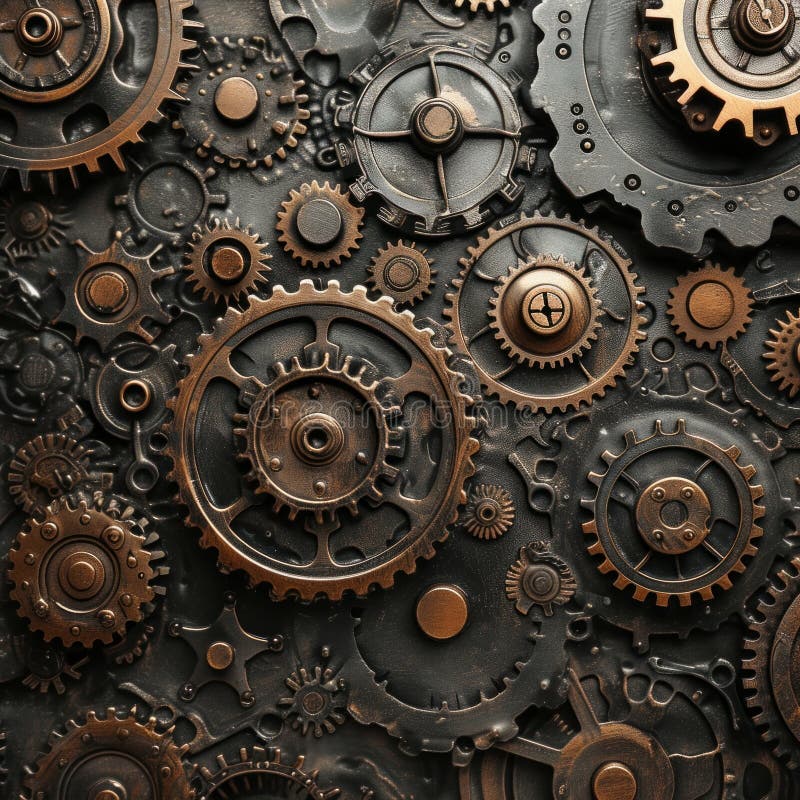 Interlocking Gears and Cogs Forming an Intricate, Steampunk-inspired ...