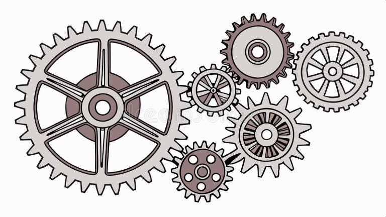 Interlocking Gears and Cogs, Mechanical Design, Industrial and Technical Theme Vector Design ...