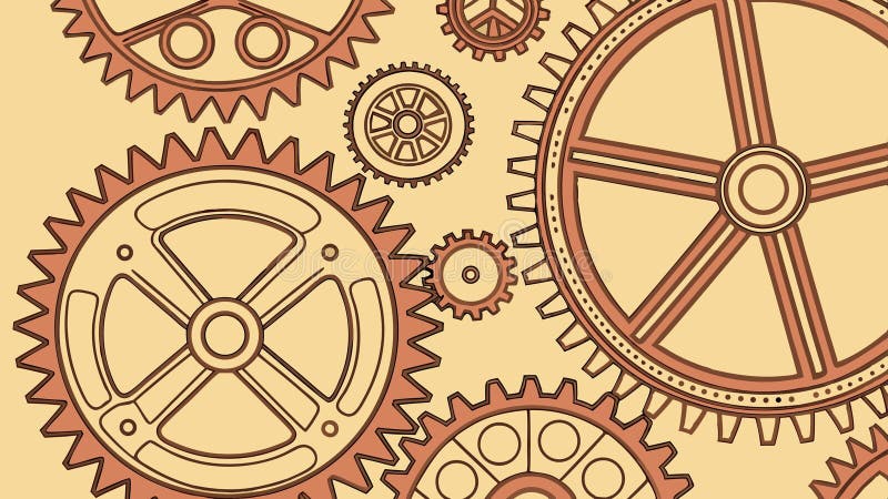 Interlocking Gears and Cogs, Mechanical Industrial Motifs Vector Design ...