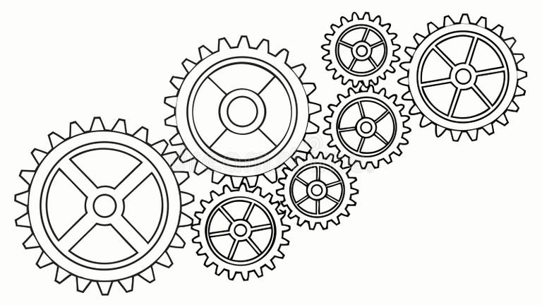Interlocking Gears and Cogs Vector Set, Engineering Mechanism, Vector Design Generative AI Stock ...
