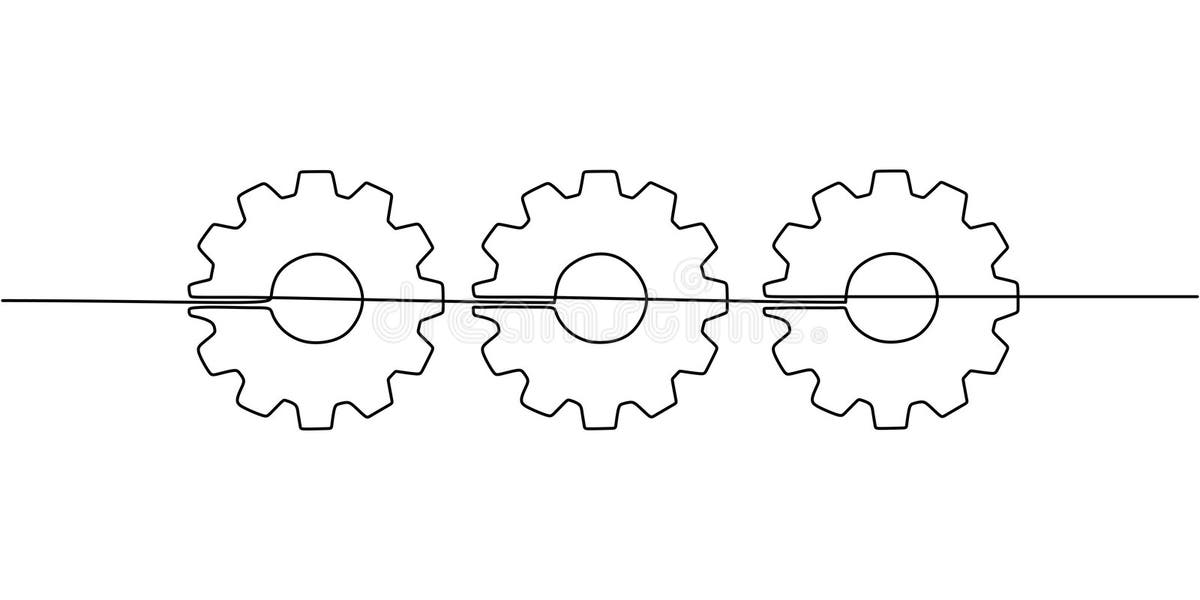 Continuous Line Drawing Cogs Stock Illustrations – 29 Continuous Line ...