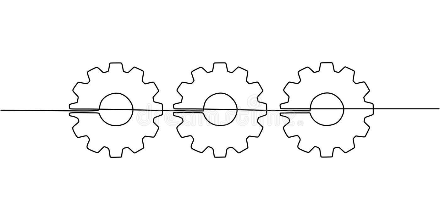Continuous Line Drawing Cogs Stock Illustrations – 29 Continuous Line ...