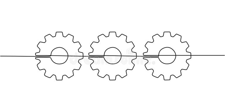 Continuous Line Drawing Cogs Stock Illustrations – 29 Continuous Line ...