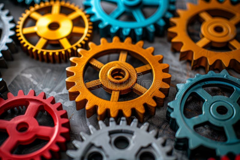 Interlocking Gears of Different Sizes and Colors Working Together ...