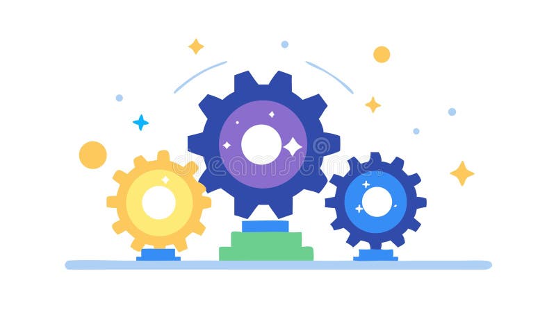 Interlocking Gears Icon, Mechanical Industrial Process, Vector Design Generative AI Stock Vector ...