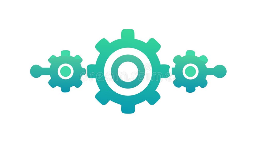 Interlocking Gears Icon, Mechanism and System, Vector Design Generative AI Stock Vector ...