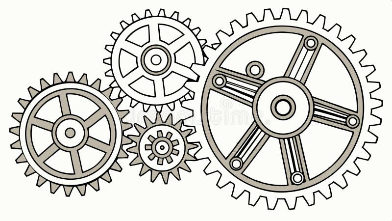 Interlocking Gears Mechanism, Mechanical and Industrial Design Vector Design Generative AI Stock ...