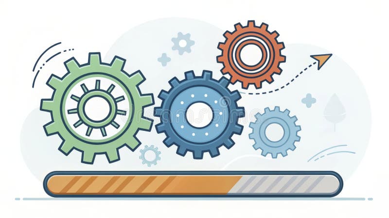 Interlocking Gears Power a Progress Bar, Symbolizing Efficient Workflow ...