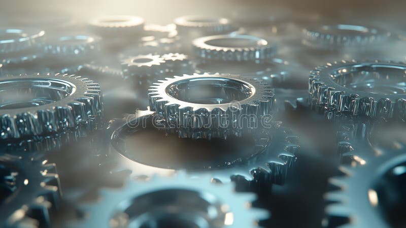 Interlocking Gears in Soft Light a Mechanical Symphony of Precision and ...