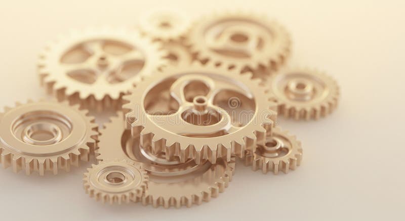 Nterlocking Gears of Varying Sizes and Shapes, Crafted from a Metallic ...