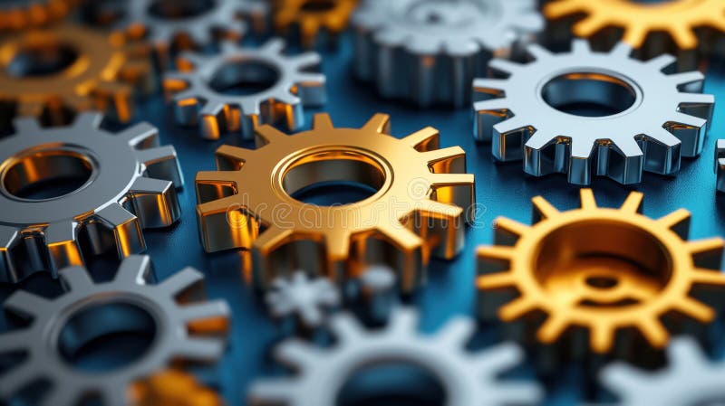 Interlocking Gears, a Vibrant Arrangement of Gold and Silver Gears ...