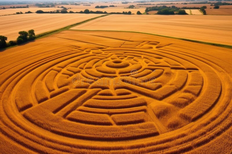 Interlocking Geometric Crop Circle Formations Stock Illustration ...
