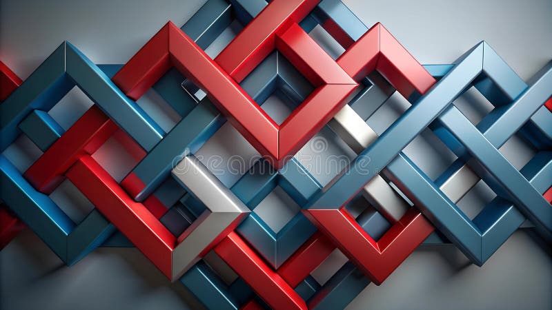 Interlocking Geometric Forms in a Crimson Symphony AI Generated Stock ...