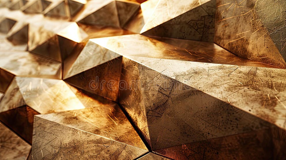 Interlocking Geometric Forms Displaying Metallic Texture and Abstract ...