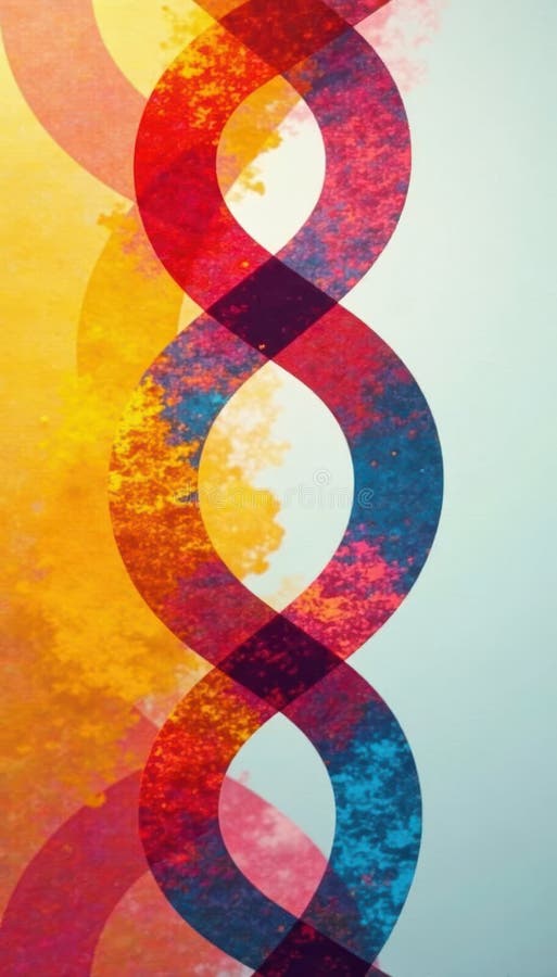 Interlocking Geometric Forms, Saturated Hues of Red, Yellow, and Blue ...