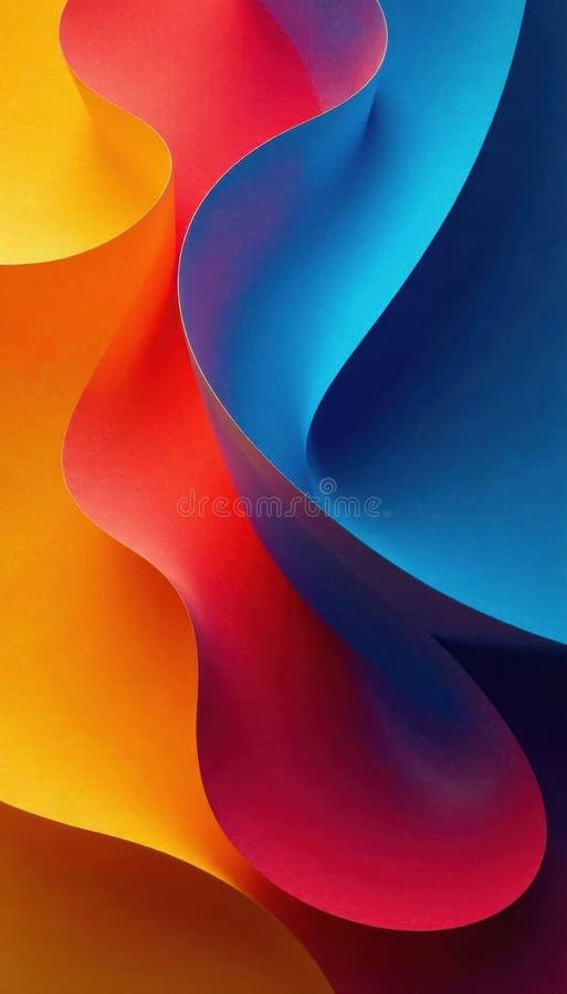 Interlocking Geometric Forms, Saturated Hues of Red, Yellow, and Blue ...