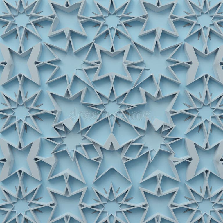 Interlocking Geometric Pattern Featuring Star Shapes, Predominantly in ...