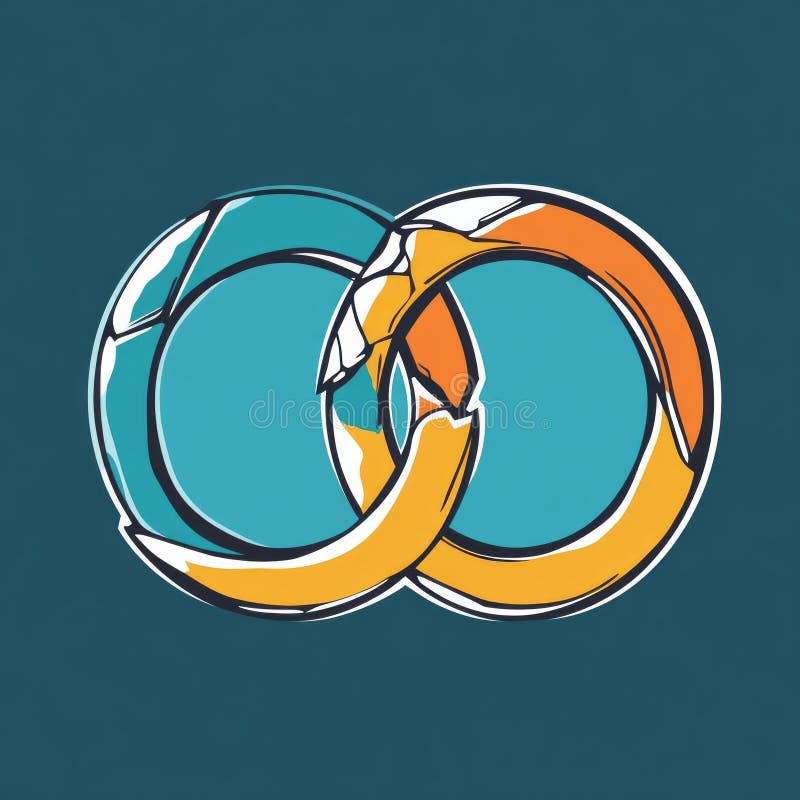 Interlocking Geometric Shapes in Blue and Orange Stock Illustration ...