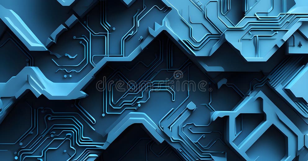 Interlocking Geometric Shapes that Morph into Circuits Stock ...