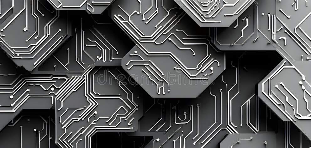 Interlocking Geometric Shapes that Morph into Circuits Stock ...