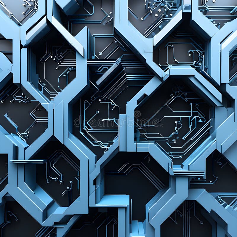 Interlocking Geometric Shapes that Morph into Circuits Stock ...