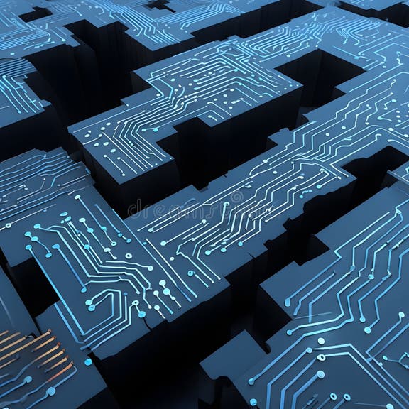 Interlocking Geometric Shapes that Morph into Circuits Stock ...