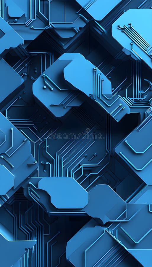 Interlocking Geometric Shapes that Morph into Circuits Stock ...