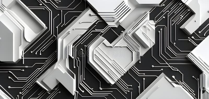 Interlocking Geometric Shapes that Morph into Circuits Stock ...