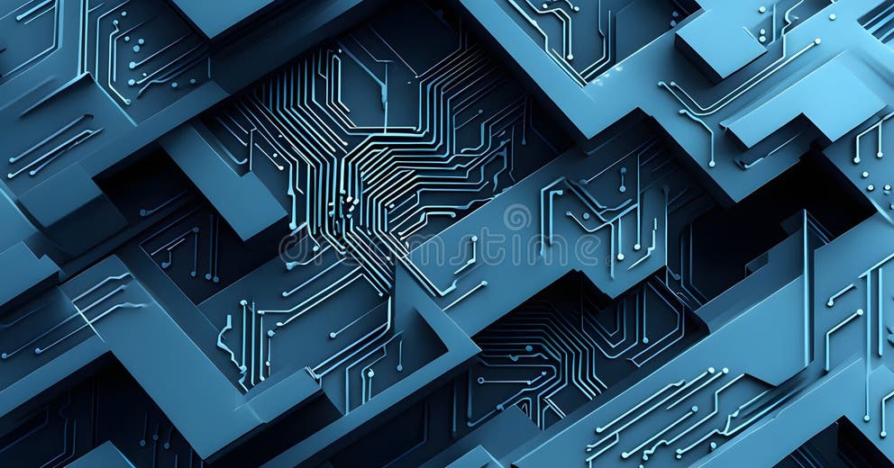 Interlocking Geometric Shapes that Morph into Circuits Stock ...